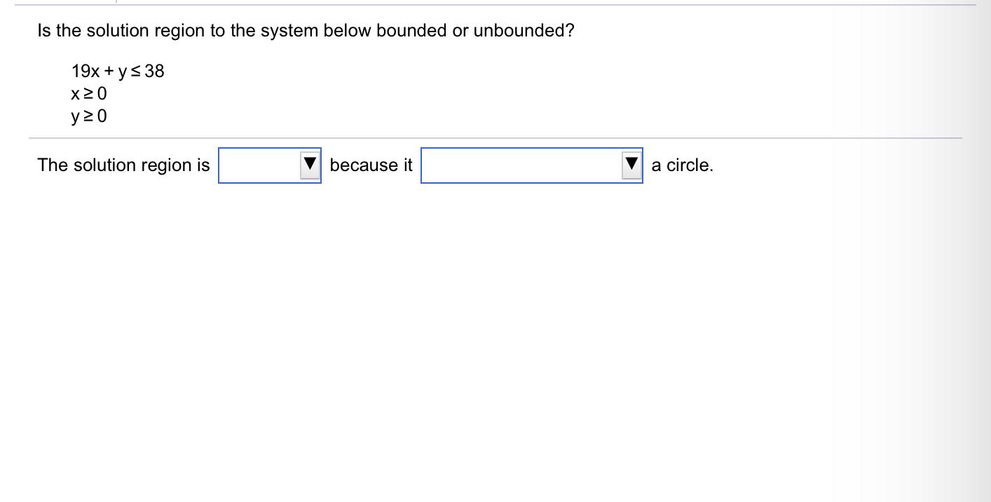 Solved Is the solution region to the system below bounded or | Chegg.com