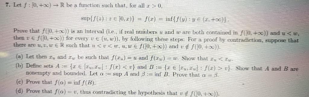 Solved 7. Let f:(0,+∞)→R be a function such that, for all | Chegg.com