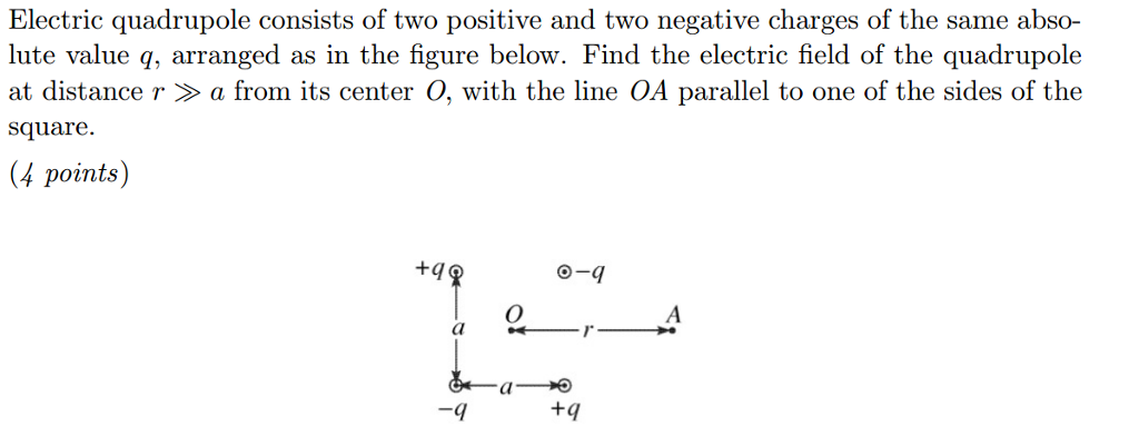 Solved Electric quadrupole consists of two positive and two | Chegg.com