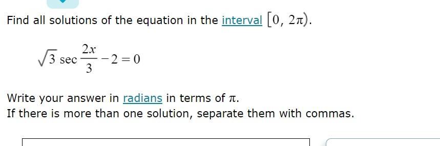 Solved Find all solutions of the equation in the interval | Chegg.com