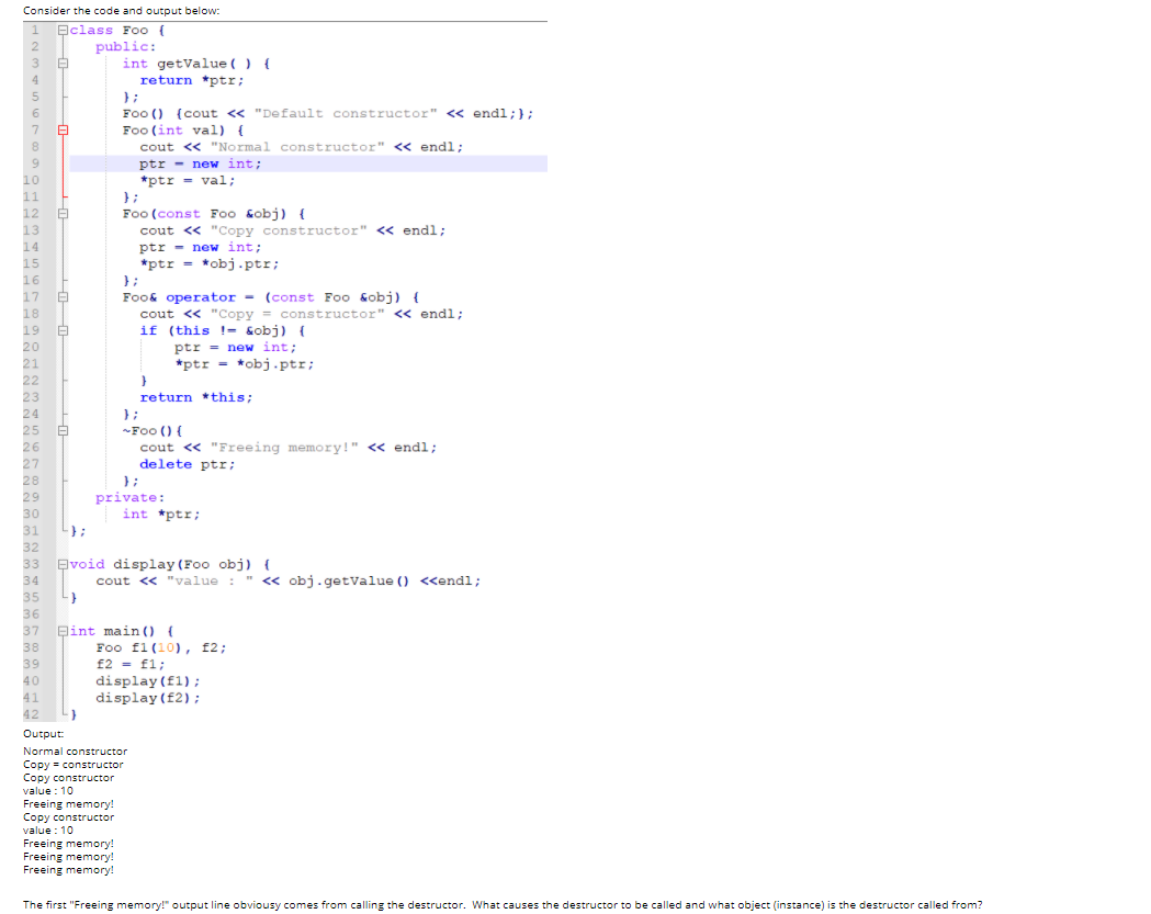 Solved 23 Consider the code and output below: 1 class Foo { | Chegg.com