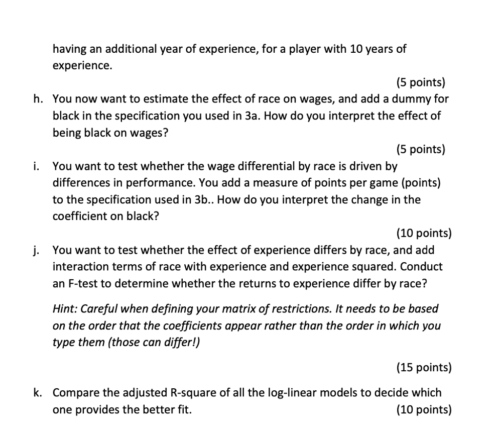 Solved uestion 3: Log linear model (45 points) g. Estimate | Chegg.com