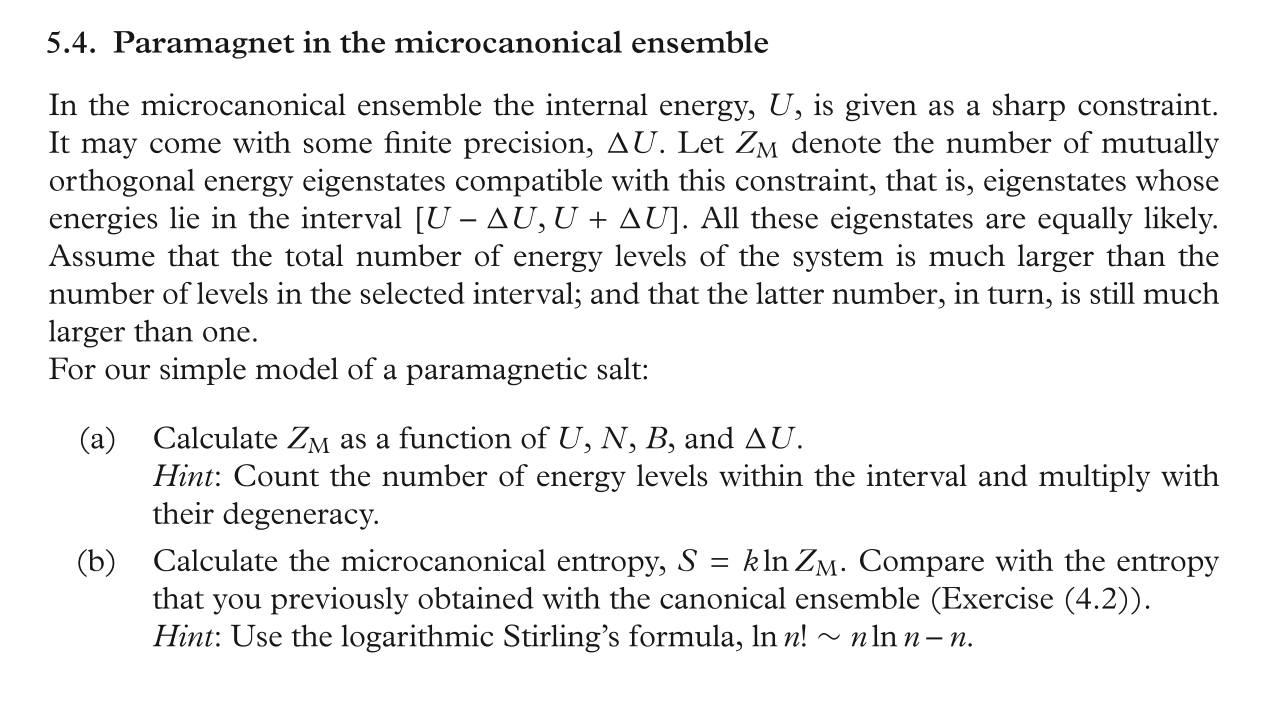 Solved Edit Below: The model used for the paramagnet is a | Chegg.com