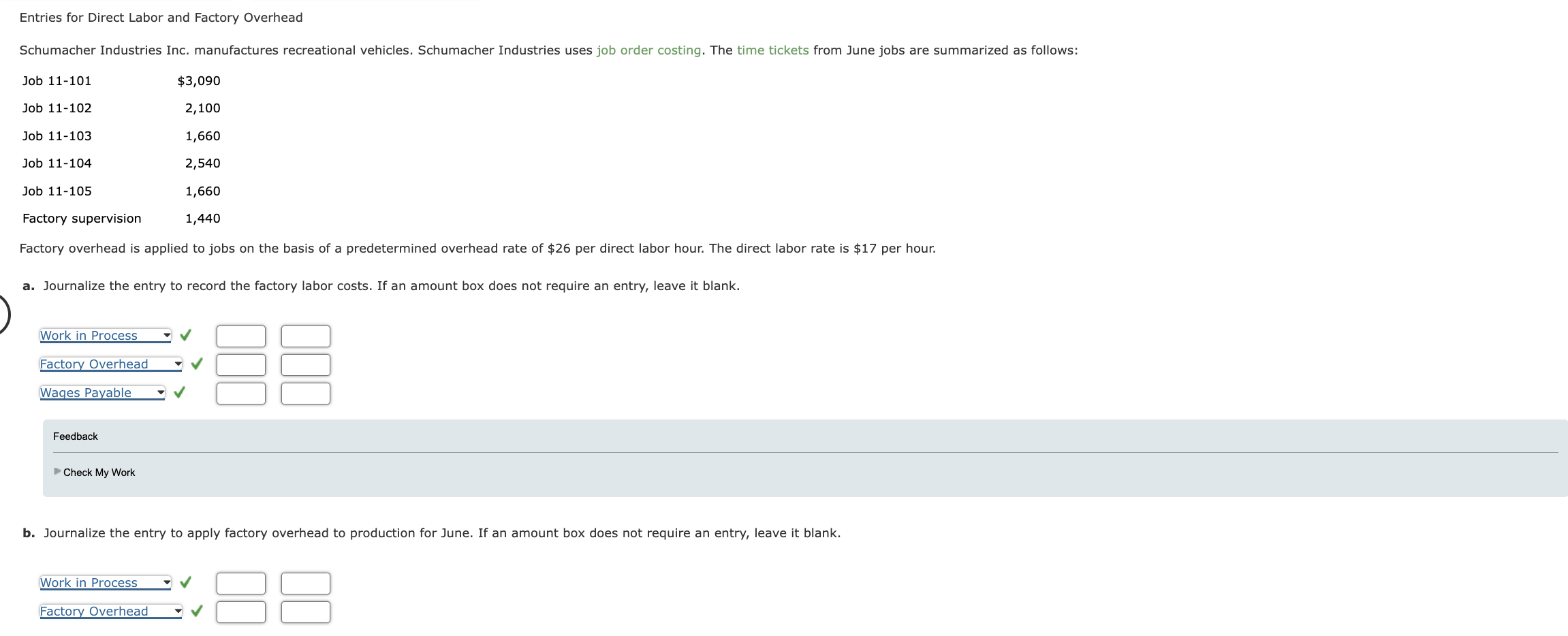 Solved Entries for Direct Labor and Factory Overhead | Chegg.com