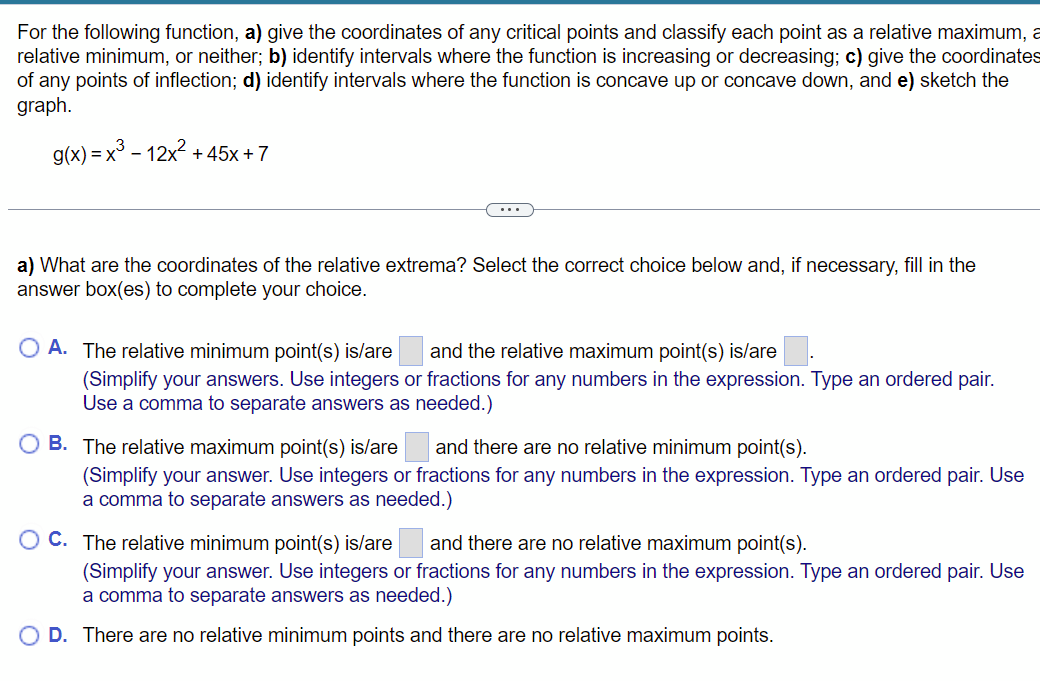 Solved For the following function, a) give the coordinates | Chegg.com