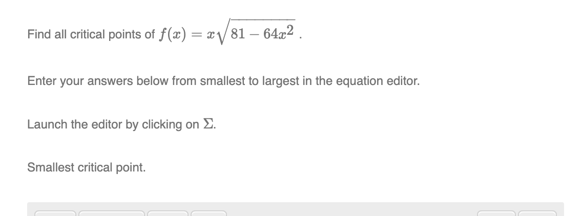 Solved Find all critical points of f(x)=x81−64x2. Enter your | Chegg.com