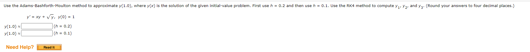 Solved Use the Adams-Bashforth-Moulton method to approximate | Chegg.com