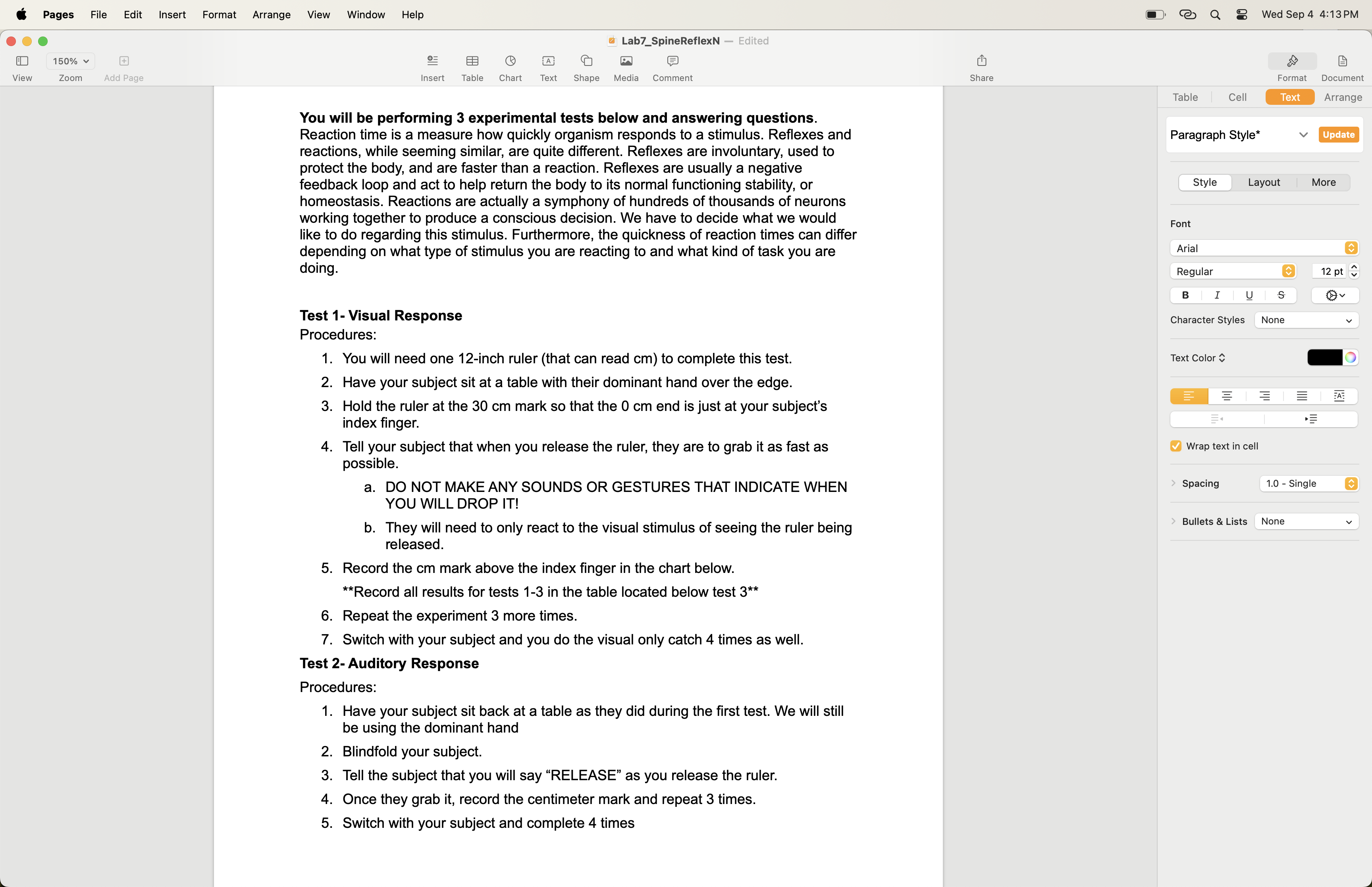 Solved You will be performing 3 ﻿experimental tests below | Chegg.com