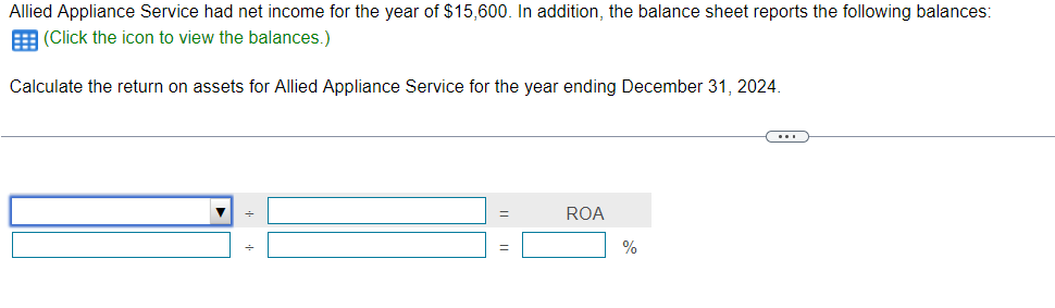 Solved Allied Appliance Service had net income for the year | Chegg.com