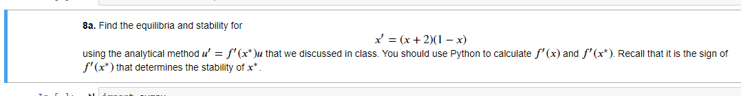 Solved ia. Find the equilibria and stability for | Chegg.com