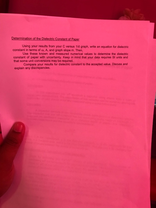 Solved Determination of the Dielectric Constant of Paper | Chegg.com