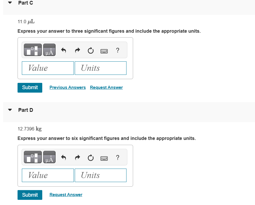 Solved Part C11.0μLExpress your answer to three significant | Chegg.com