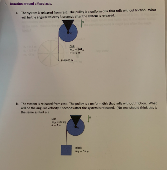Solved 5. Rotation around a fixed axis. The system is | Chegg.com
