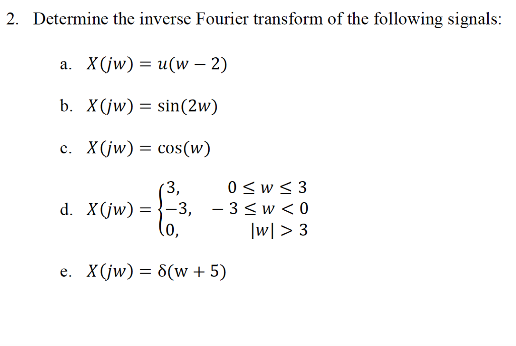 Solved 2. Determine the inverse Fourier transform of the | Chegg.com