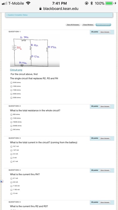 Solved 7:41 PM 슐 blackboard.kean.edu ·'11 T-Mobile 令 * 100%. | Chegg.com
