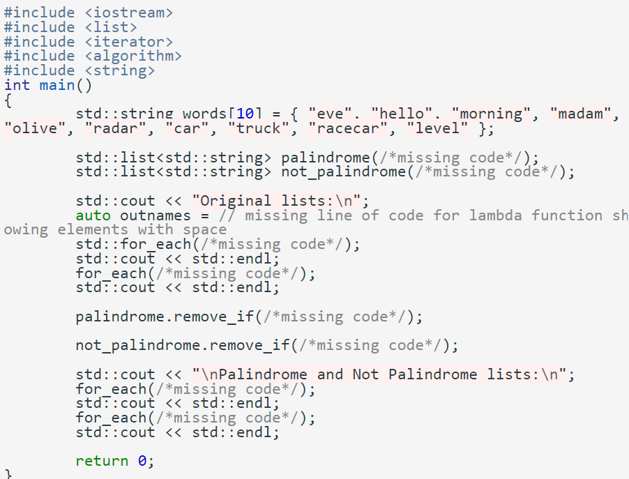Solved The program below is expected to populate 2 lists | Chegg.com