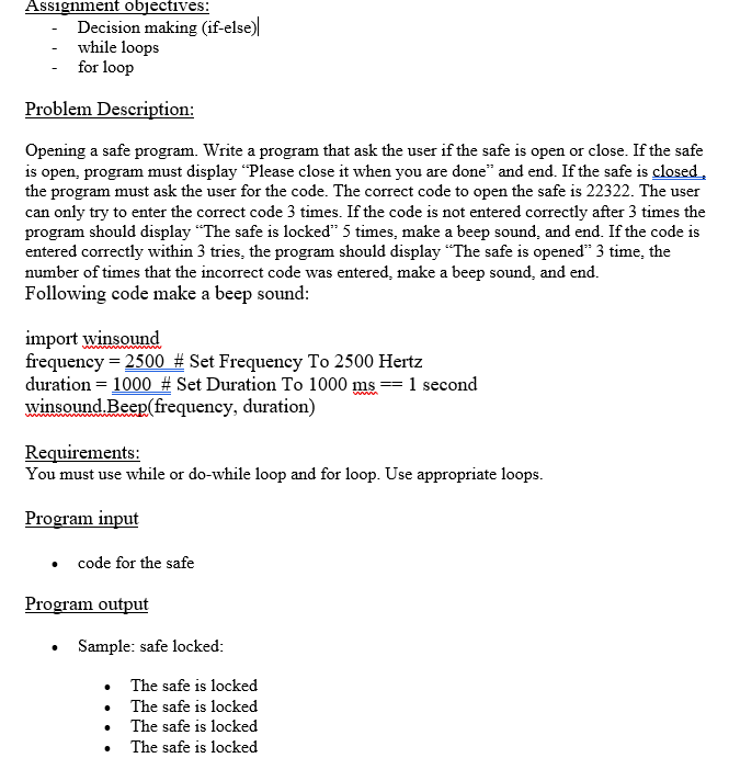 Solved - Assignment objectives: Decision making (if-else) | Chegg.com