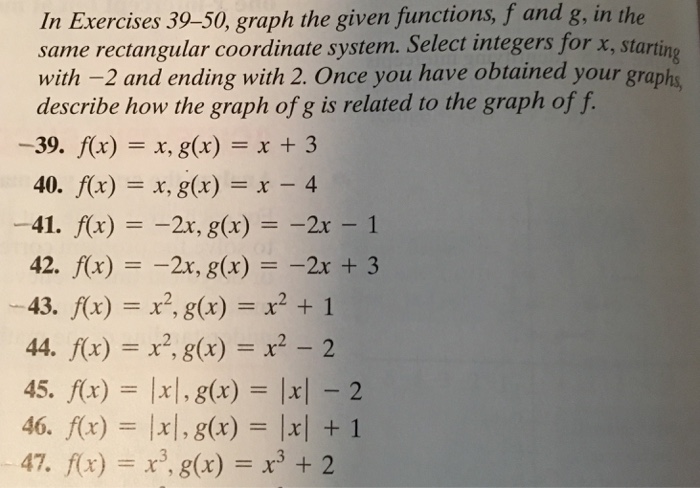 Solved functions, f and g, in the In Exercises 39-50, graph | Chegg.com