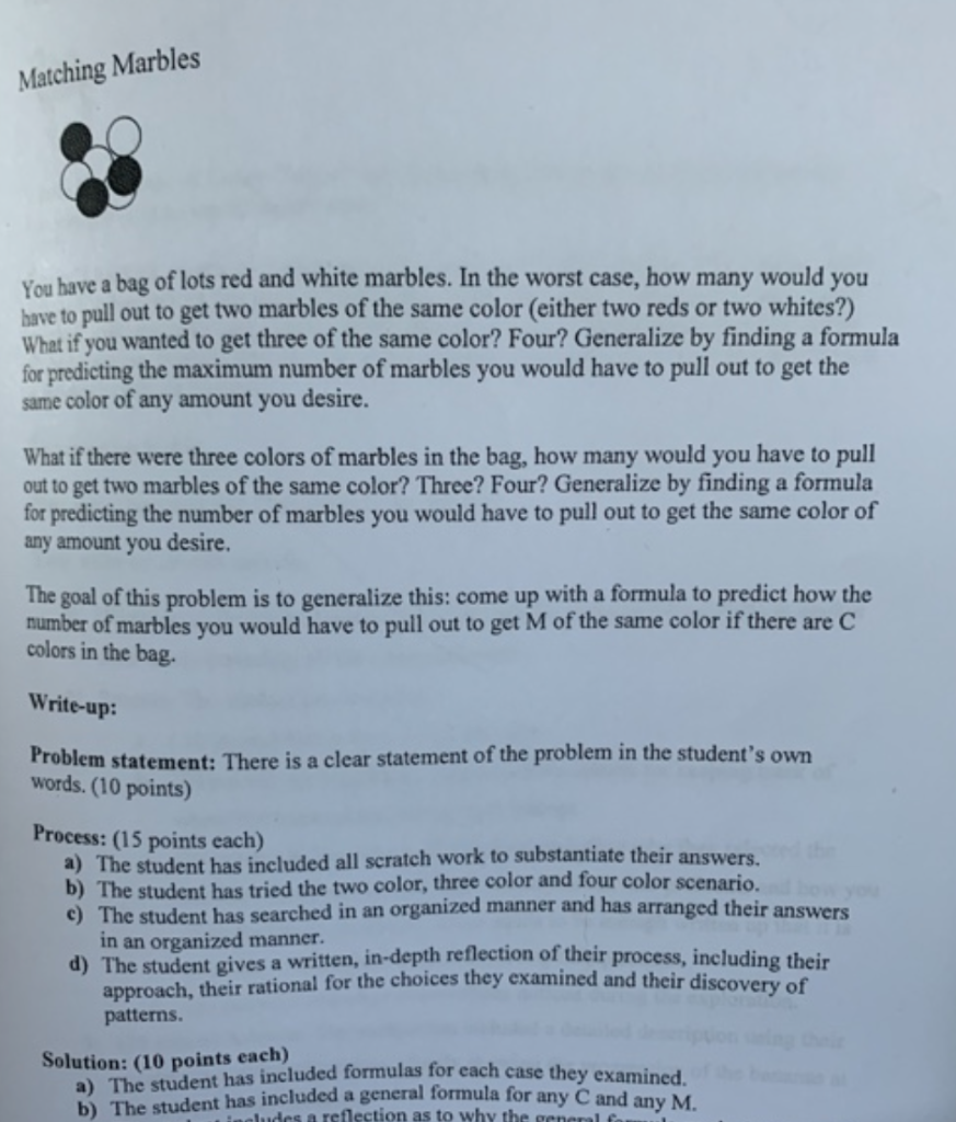 Solved Matching Marbles You have a bag of lots red and white | Chegg.com