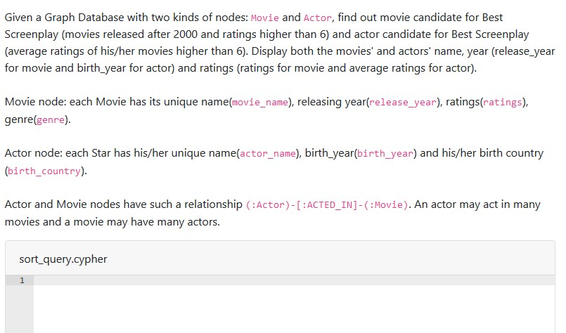 Given a Graph Database with two kinds of nodes: Movie | Chegg.com