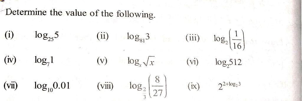 Solved Determine the value of the following. (i) log, 5 log | Chegg.com