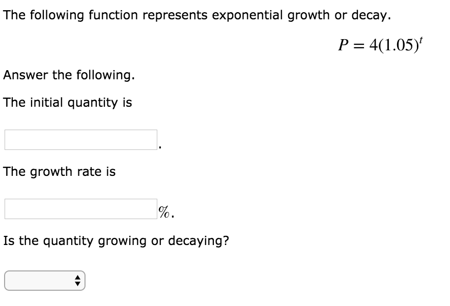 Solved The following function represents exponential growth | Chegg.com ...