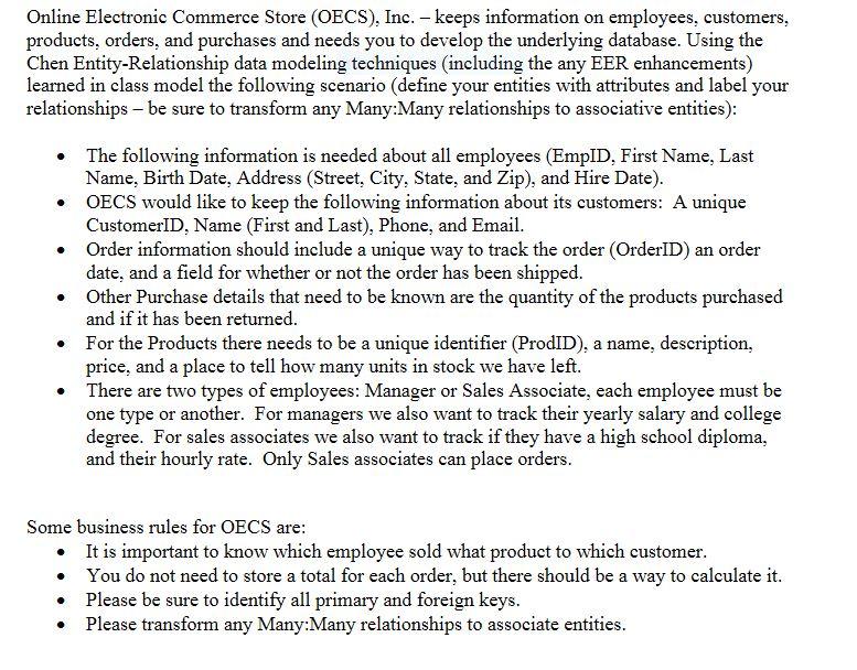 Solved Enhanced Entity Relationship Diagram All you need is | Chegg.com