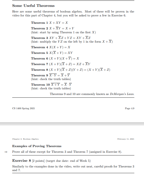 Solved Some Useful Theorems Here are some useful theorems of | Chegg.com