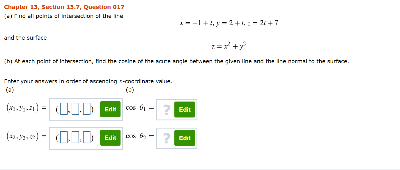 Solved Chapter 13, Section 13.7, Question 005 Find an | Chegg.com