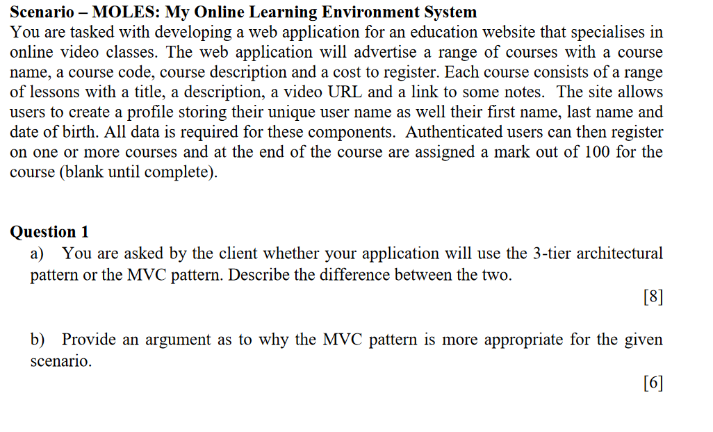 Solved Scenario – MOLES: My Online Learning Environment | Chegg.com