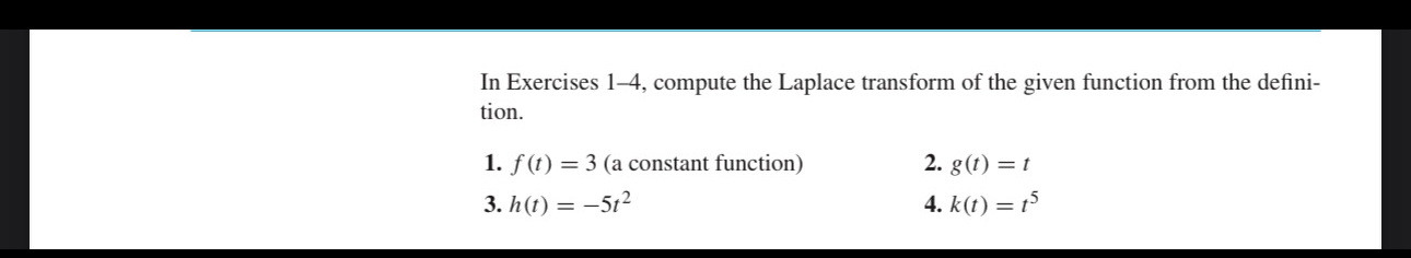 Solved In Exercises 1-4, ﻿compute the Laplace transform of | Chegg.com