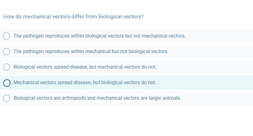 Solved How do mechanical vectors differ from biological | Chegg.com