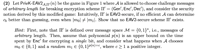 Solved EAV-security for symmetric-key secrecy PrivK-EAV 4nn) | Chegg.com