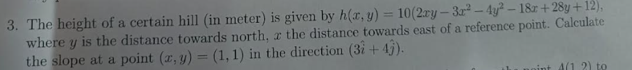 Solved 3. The height of a certain hill (in meter) is given | Chegg.com