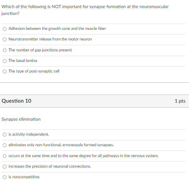 Solved Which of the following is NOT important for synapse | Chegg.com
