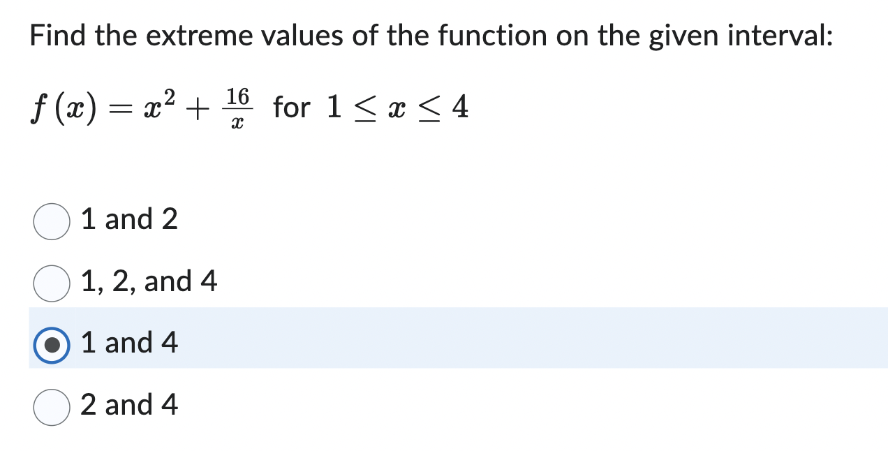 Solved Find the extreme values of the function on the given | Chegg.com
