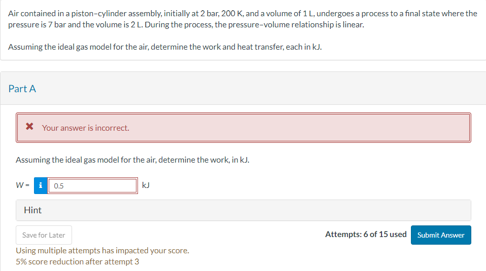 Solved Air contained in a piston-cylinder assembly, | Chegg.com
