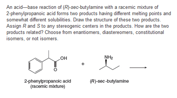 Solved An acid-base reaction of (R)-sec-butylamine with a | Chegg.com