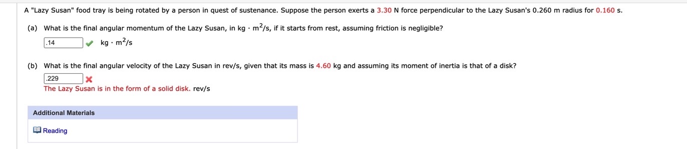 Solved (a) What is the final angular momentum of the Lazy | Chegg.com