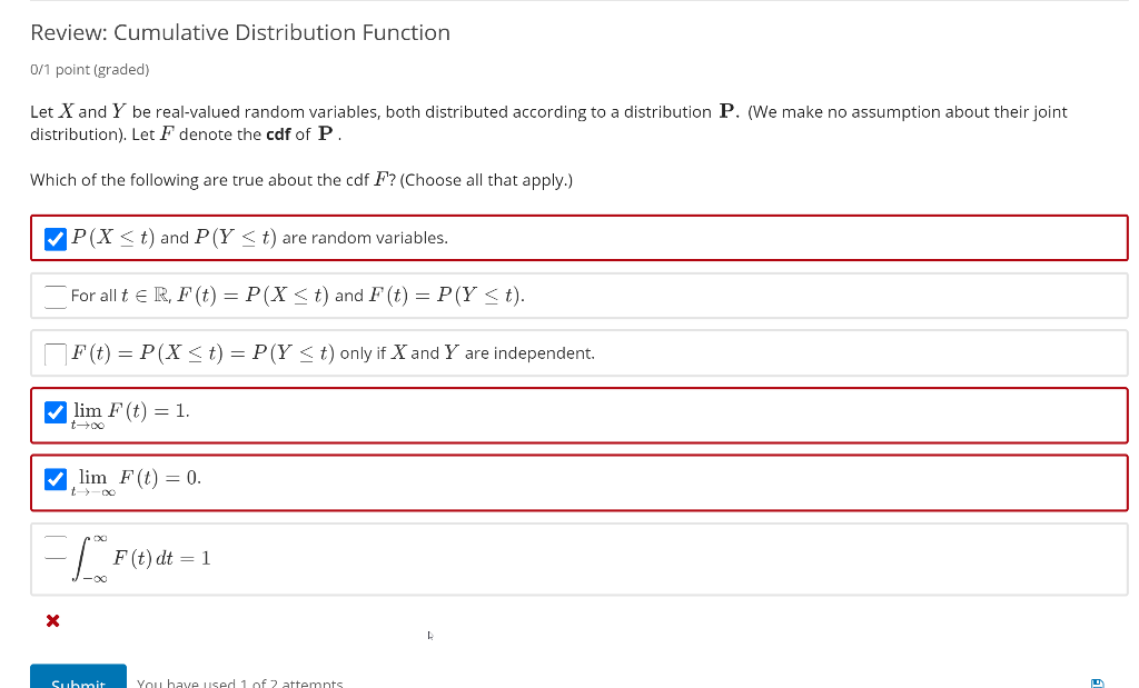 Solved Review: Cumulative Distribution Function 0/1 point | Chegg.com