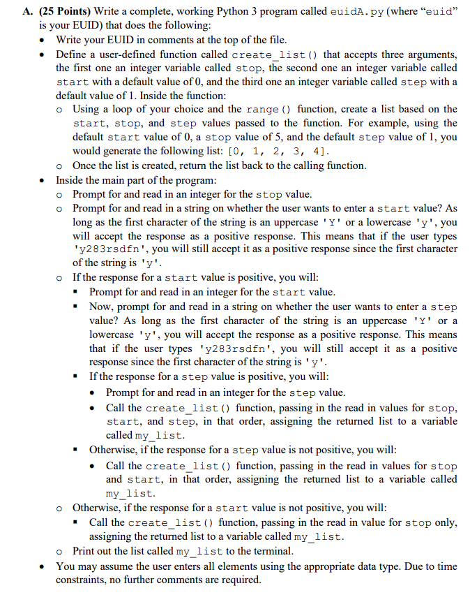 Solved (25 Points) Write a complete, working Python 3 | Chegg.com