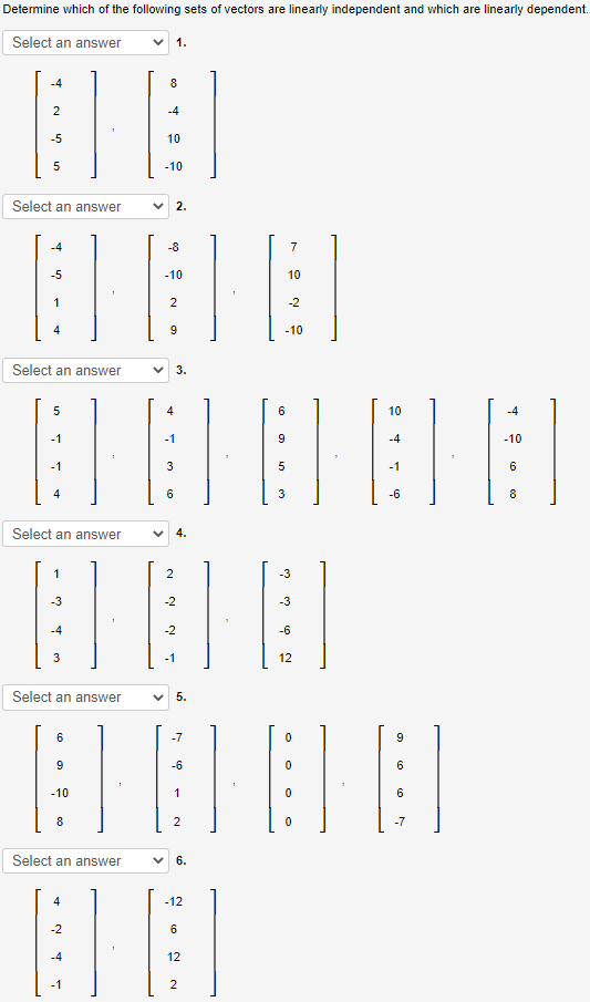 Solved ⎣⎡−42−55⎦⎤,⎣⎡8−410−10⎦⎤ 2. | Chegg.com