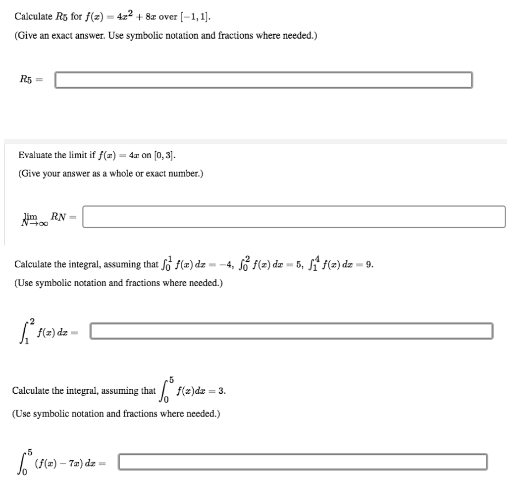 Solved Calculate R5 for f(x) = 4x2 + 8x over [-1, 1). (Give | Chegg.com