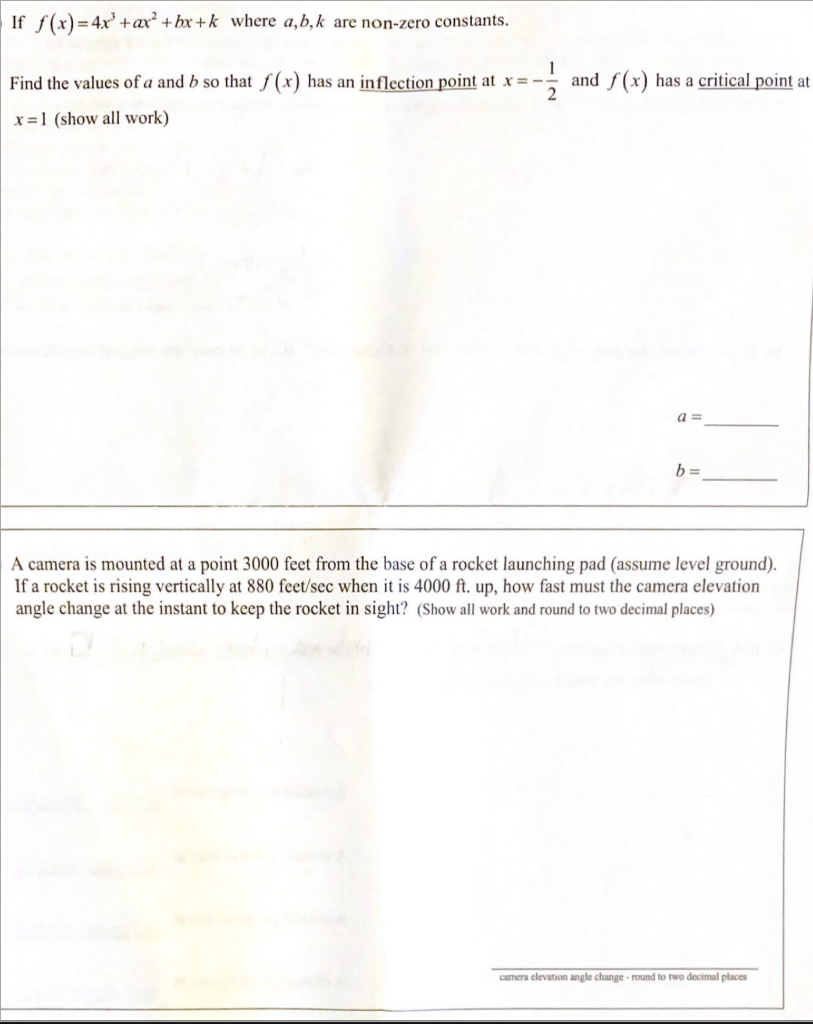 Solved If f(x)=4x3+ax2+bx+k where a,b,k are non-zero | Chegg.com
