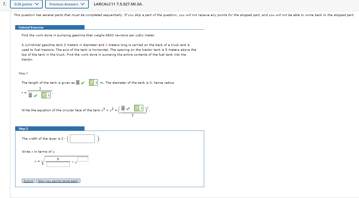Solved 7. 3/26 points || Previous Answers LARCALC11 | Chegg.com