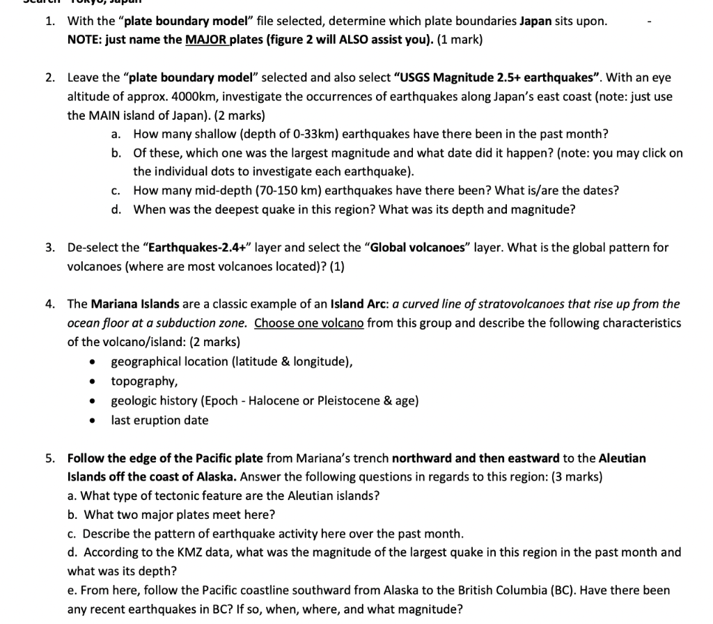 1. With the "plate boundary model" file selected, | Chegg.com