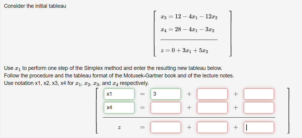 Consider the initial tableau | Chegg.com