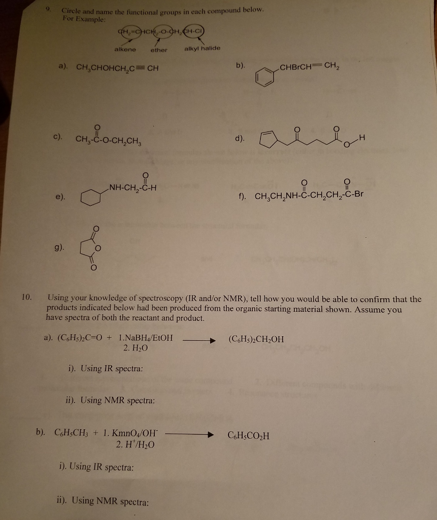 Solved 9 Circle and name the functional groups in each | Chegg.com