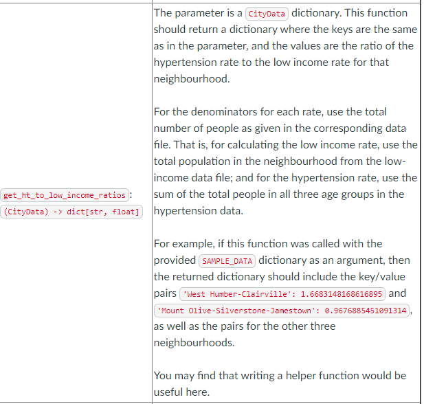 Solved In the starter code file a3.py, follow the Function | Chegg.com