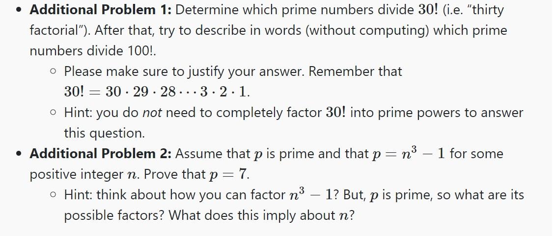 - Additional Problem 1: Determine which prime numbers | Chegg.com